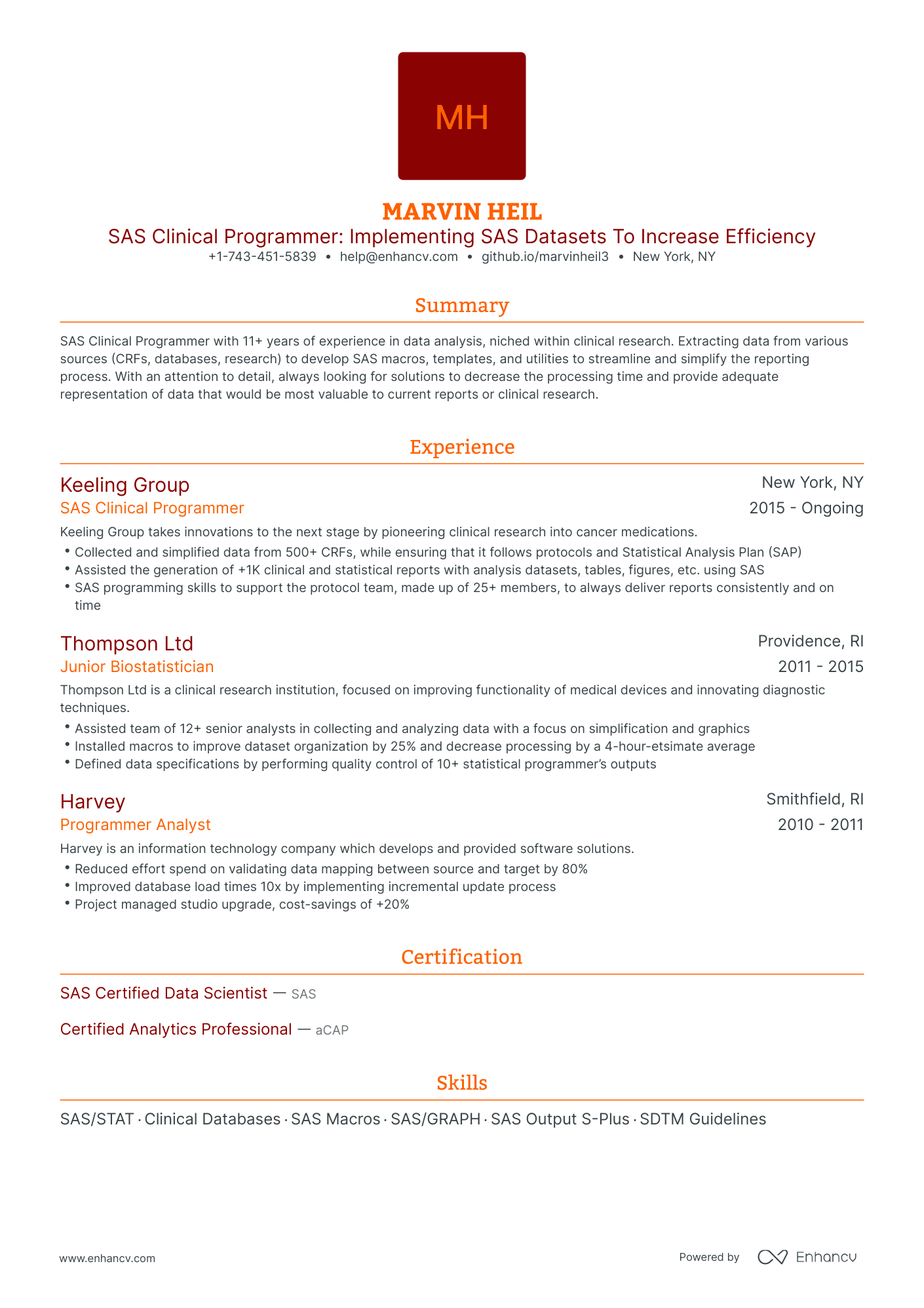 5 Sas Clinical Programmer Resume Examples And Guide For 2024 
